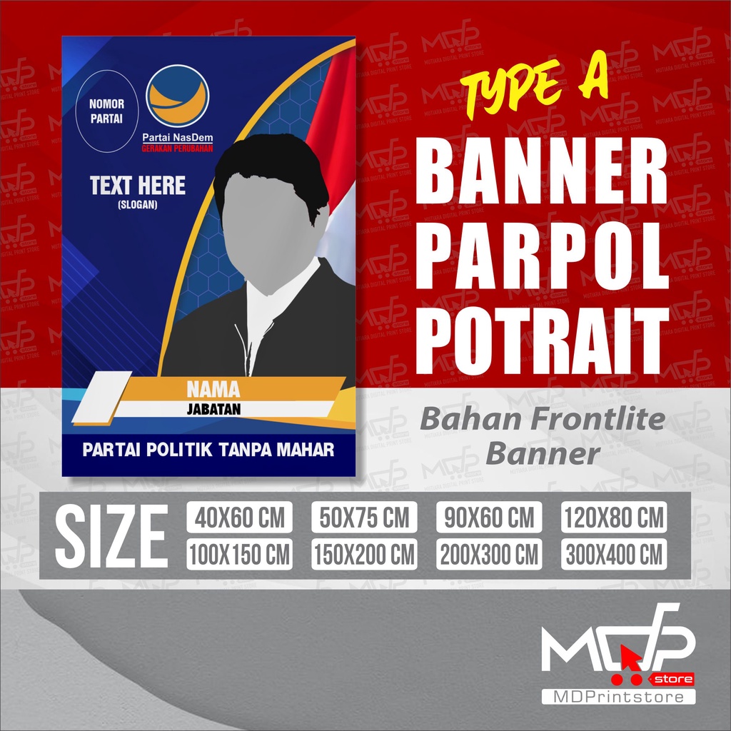 Jual BANNER 40cmX60cm BALIHO SPANDUK PARPOL PARTAI POLITIK KAMPANYE ...
