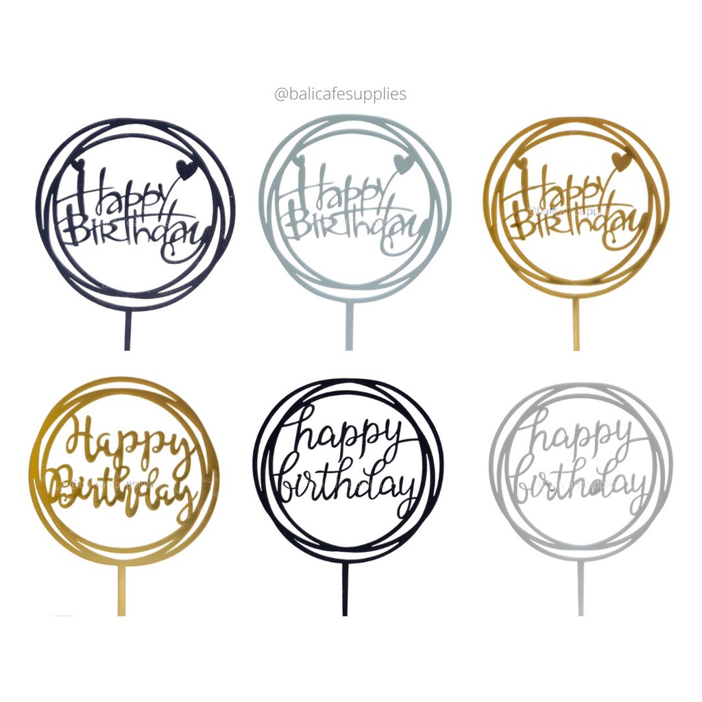 Jual Circle Cake Topper Happy Birthday - Topper Happy Birthday Bulat ...