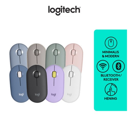 Jual Logitech M350 Pebble Wireless Bluetooth Mouse Aesthetic Sand Blueberry Rose Gold White ...