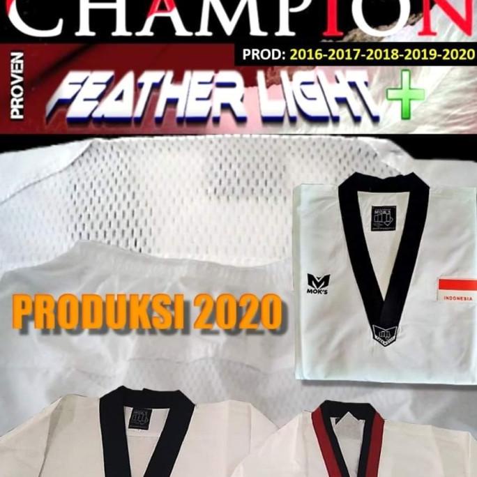 Jual moks fighter feather light dobok taekwondo baju kyorugi kerah hitan | Shopee Indonesia