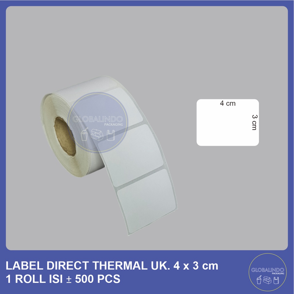 Jual Sticker Label Direct Thermal Uk. 4 x 3 cm | Shopee Indonesia