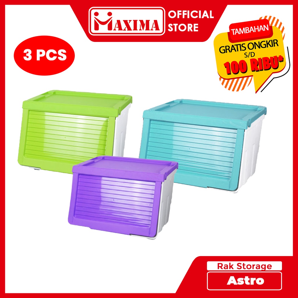 Jual (3PCS) - Rak Storage Astro - Storage Box - Kotak Penyimpanan Baju ...