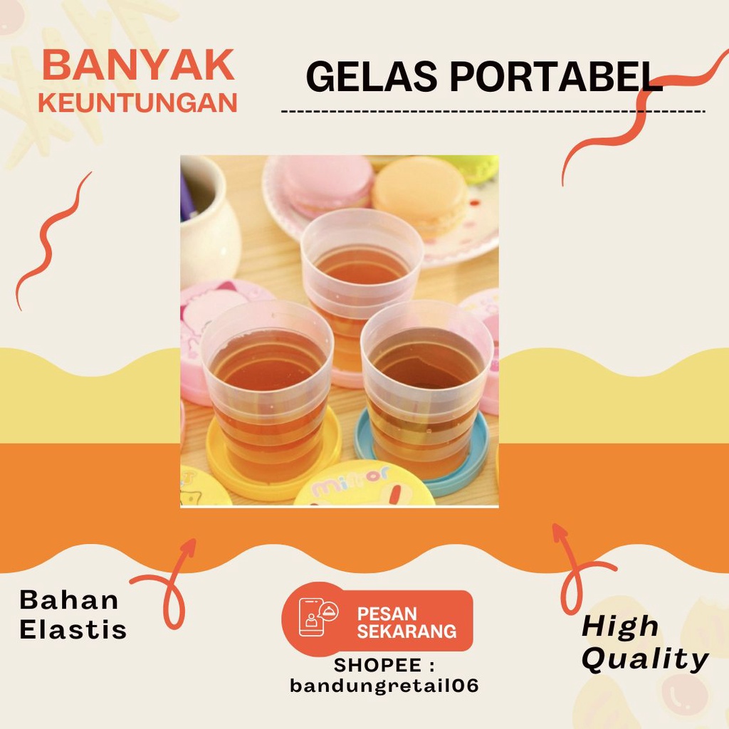 Jual Gelas Lipat Portable Plastik Karakter Tempat Minum Gelas Plastik ...