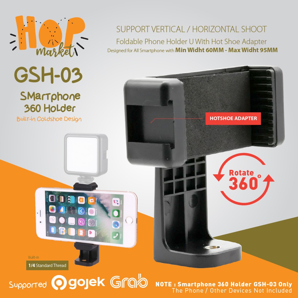 Jual GSH-03 Smartphone Holder 360 Extra Cold Hot Shoe Adapter for Dudukan Microphone LED MIC HP ...