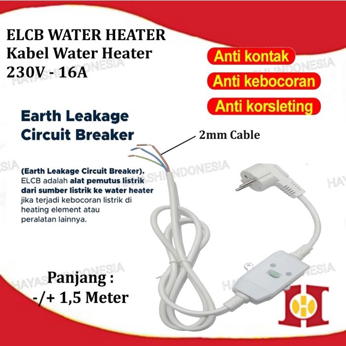 Jual Kabel ELCB Water Heater 16A Pemutus Arus Listrik Otomatis Pemanas ...