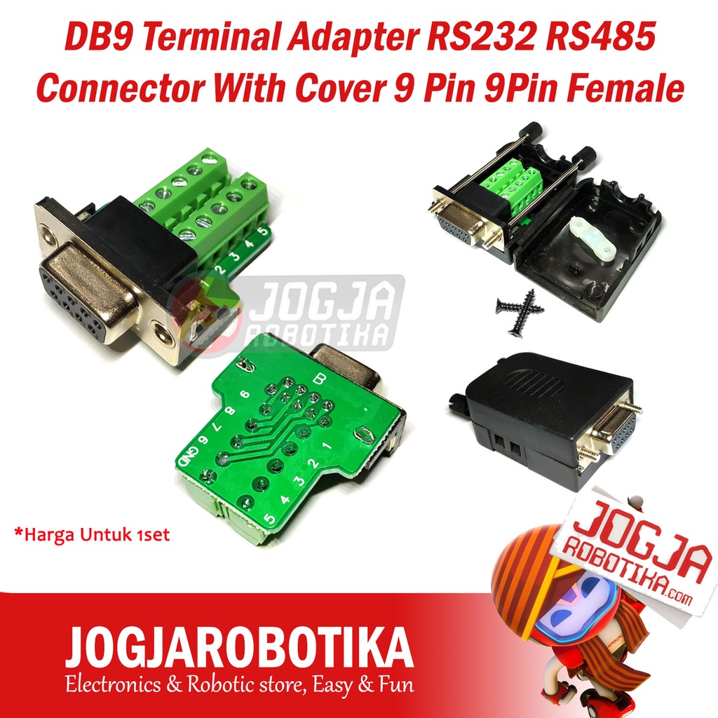 Jual DB9 Terminal Adapter RS232 RS485 Connector With Cover 9 Pin 9Pin ...