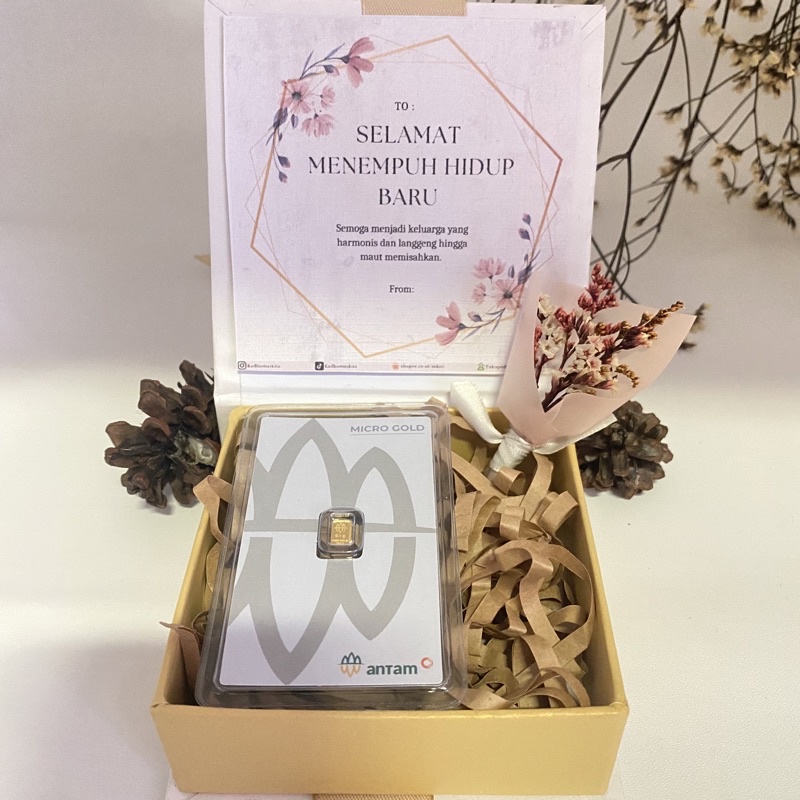 Jual LM Emas 0,1 / 0.25 gram / Kado Emas / Gold Gift Box / Hamper emas ...