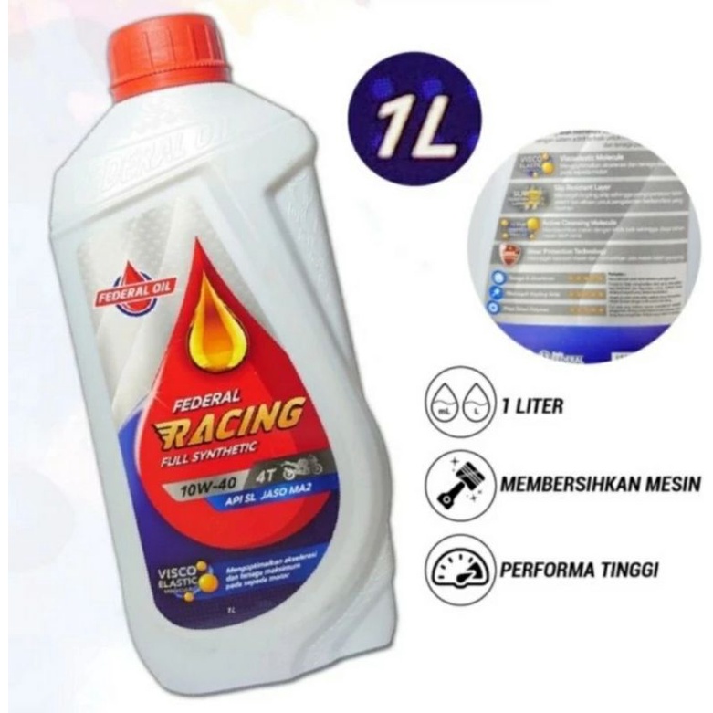 Jual Oli FEDERAL RACING 4T 10W40 / 10W-40 Api SL Jaso MA2 Full Syn (1L/1 L) | Shopee Indonesia