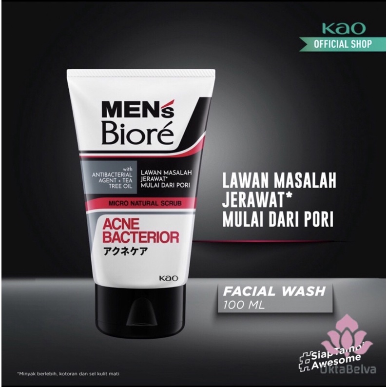 Jual Men's Biore Double Scrub Acne Bacterior Sabun Muka Pria 100 gram | Shopee Indonesia