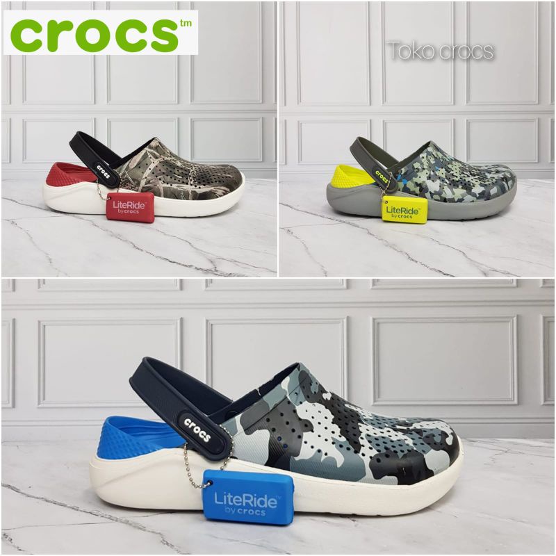 Jual crocs literide motif camuflado unisex / SENDAL pria wanita crocs ...