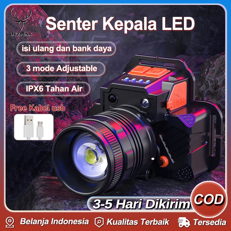 Jual Senter Kepala Super Terang T8 Senter LED Outdoor Lampu Super Terang Daya Tinggi Usb Isi ...