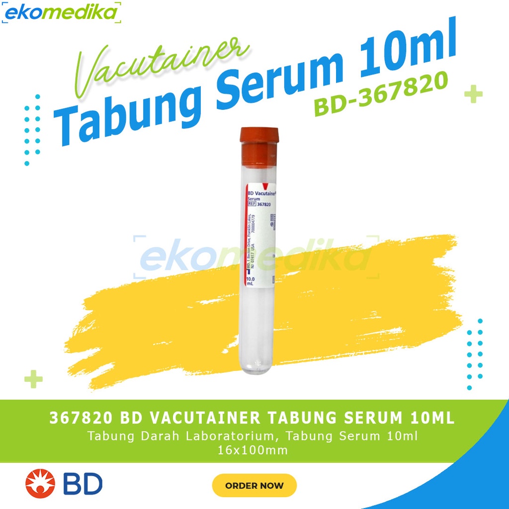 Jual 367820 BD Vacutainer Tabung Serum Plain 10ml 16x100 PLBL RD 100 ED ...