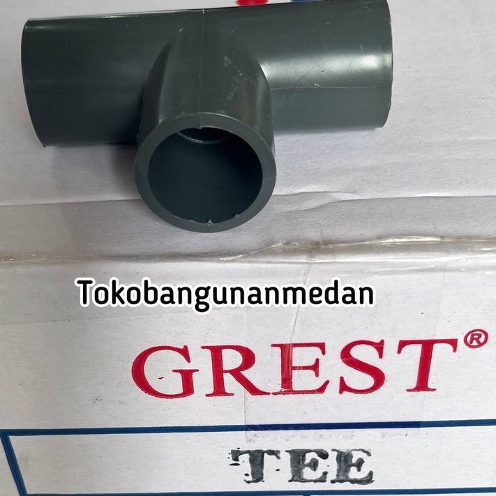 Jual GREST Tee PVC 1/2 inch - Fitting pipa polos | Shopee Indonesia