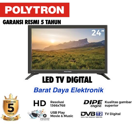 Jual LED TV Digital Polytron 24 Inchi 24V1853 Garansi 5 Tahun SUDAH ...