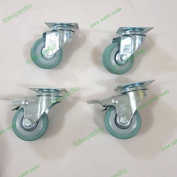 Jual Roda Rak / Lemari karet abu abu 2 inch ( 2muter+rem 2muter ...