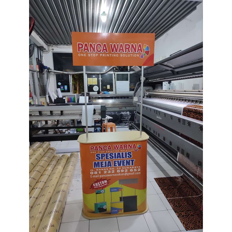 Jual Meja Promosi Custom/Meja Poly Counter Custom Medium Oval/Branding ...