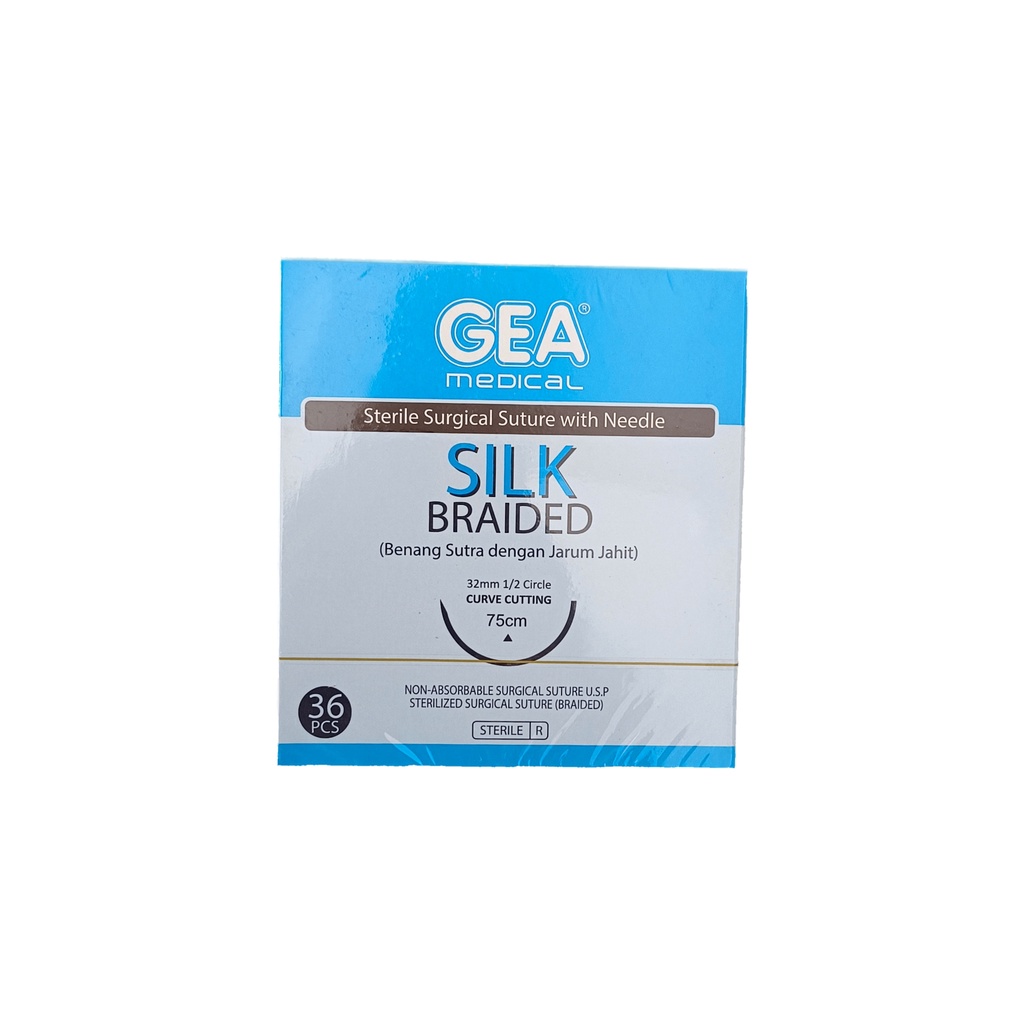 Jual Benang Jahit Silk Catgut GEA 2/0 3/0 DENGAN JARUM / TANPA JARUM ...