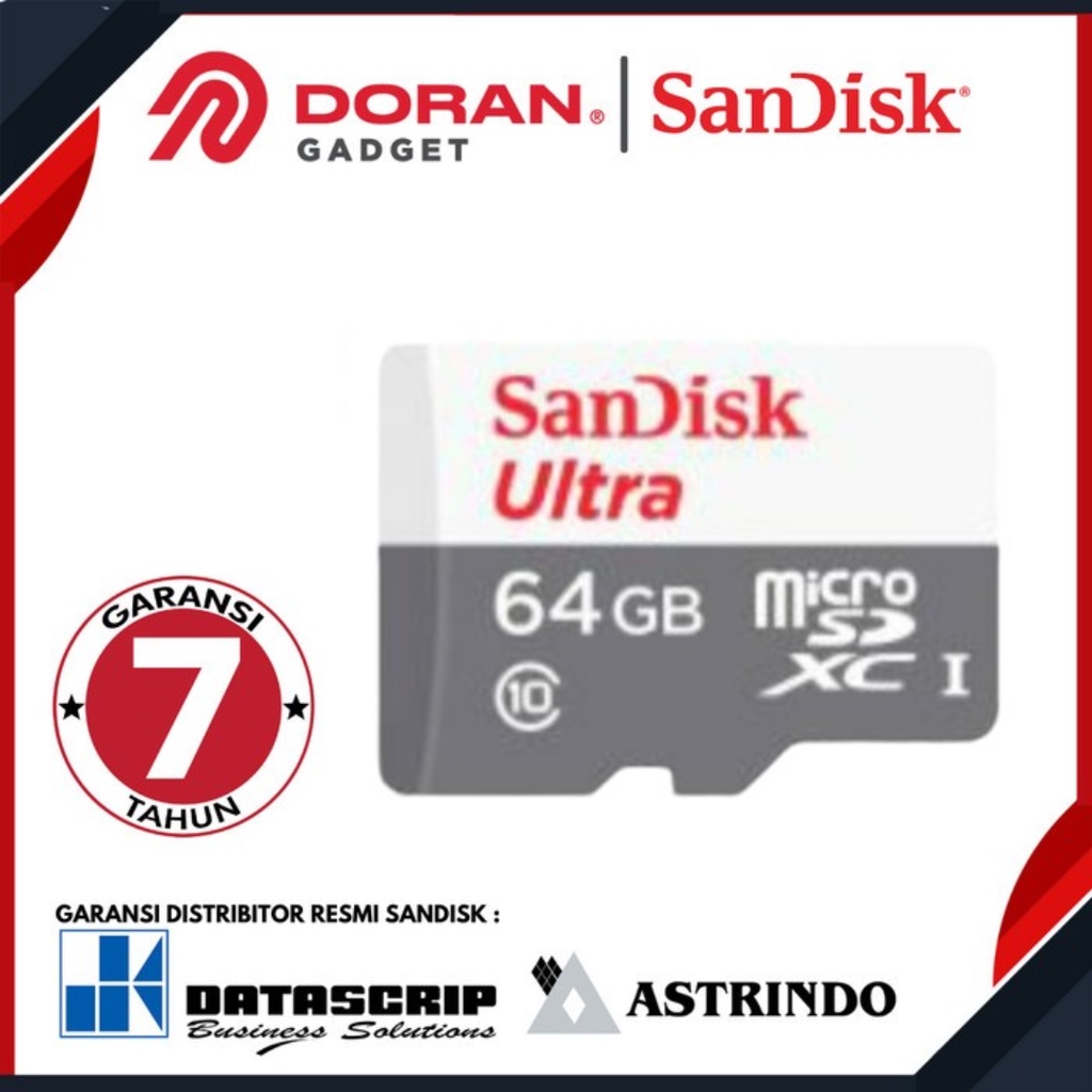 Jual Sandisk Micro SD 64GB CL10 100Mbps (NA) Memory Card 64GB MMC 64GB ...