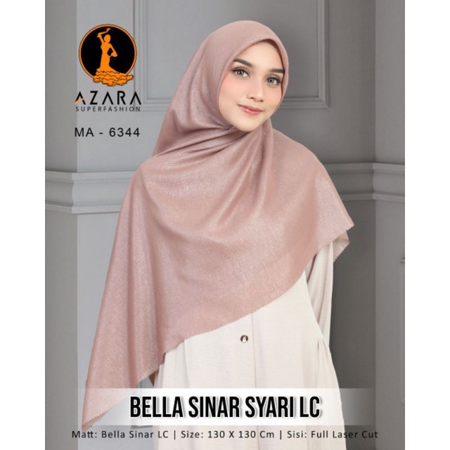 Jual HIJAB AZARA SEGIEMPAT BELLA SINAR LASER CUT SYARI GLOWING 130 X130 ...