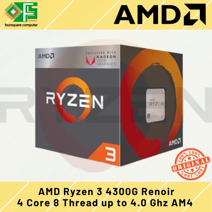 Jual AMD Ryzen 3 4300G 4 Core 8 Threads Up to 4.0 Ghz With AMD Radeon Graphics Resmi | Shopee ...
