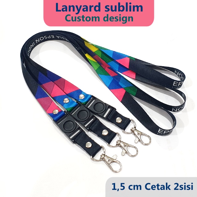 Jual lanyard custom desain 1,5cm tali id card printing sublim tali ...