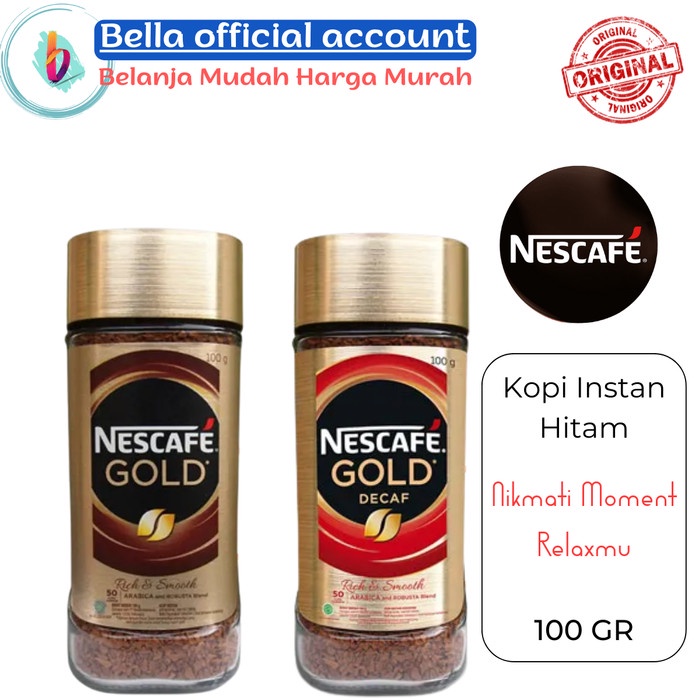 Jual NESCAFE GOLD Kopi Instan Kopi Hitam Jar Dekafein 100 gr - HITAM ...