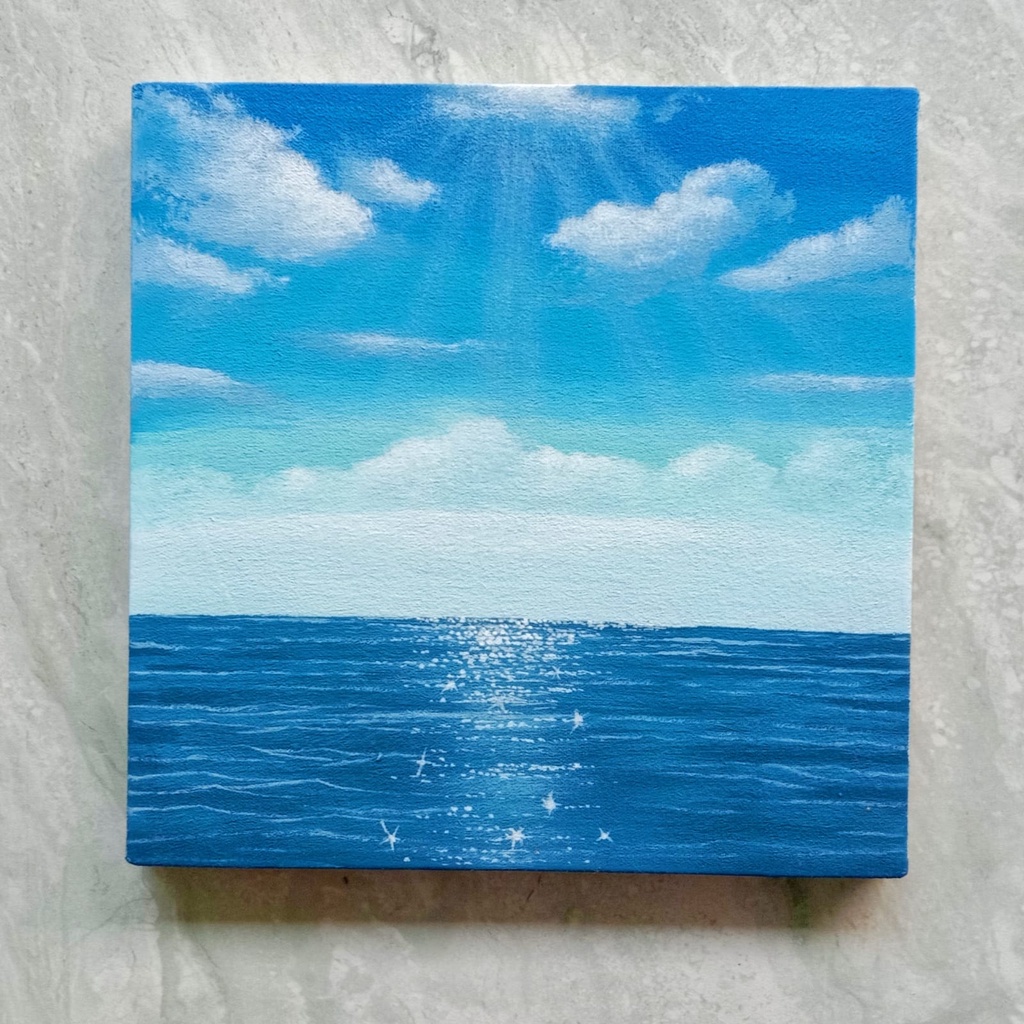 Jual Lukisan Kanvas Canvas 20x20cm Motif Laut Biru Aesthetic Asli ...