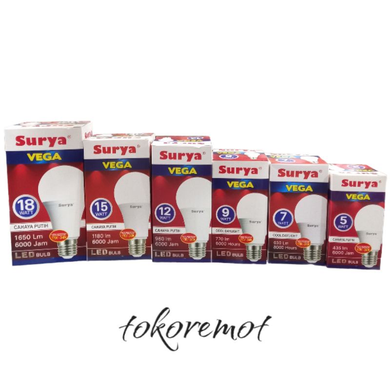 Jual SURYA VEGA Bohlam Lampu LED Bulb 5W 7W 9W 12W 15W 18W Putih Terang | Shopee Indonesia