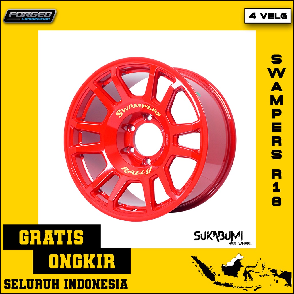 Jual Velg HSR Model Baru Rally R18 Lubang Baut 6 RED | Pelek Mobil ...
