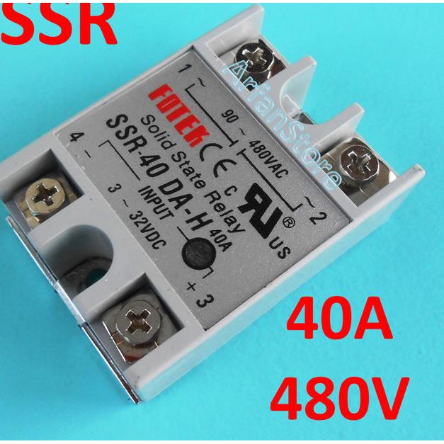 Jual Solid State Relay 40A SSR AC 90-480V Input DC 3-32V SSR40DAH 40 ...