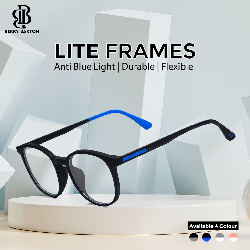 Jual Berrybarton Kacamata Bulat TR Elastis Anti Radiasi Blueray Photocromic Pria Wanita 039 ...