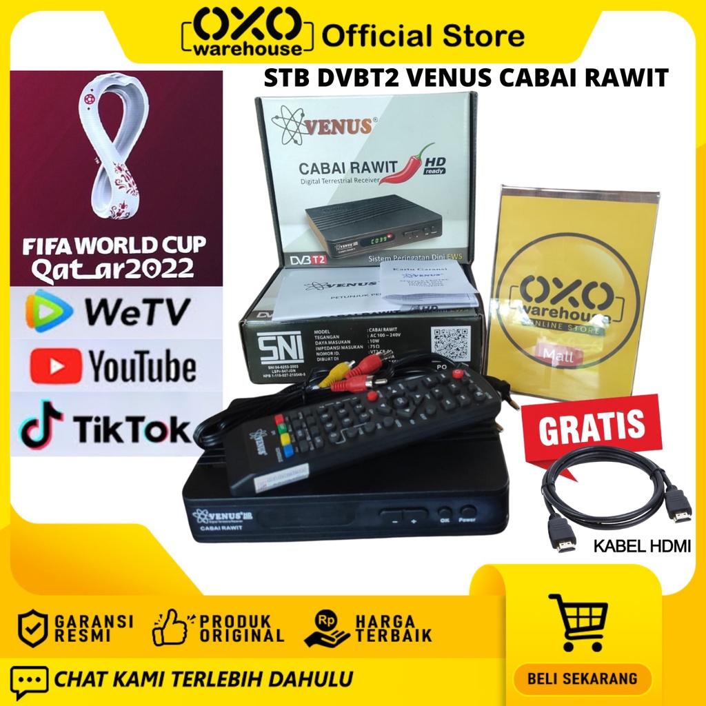 Jual Venus STB TV Digital Set Top Box Cabe Rawit DVB-T2 Support Wifi ...