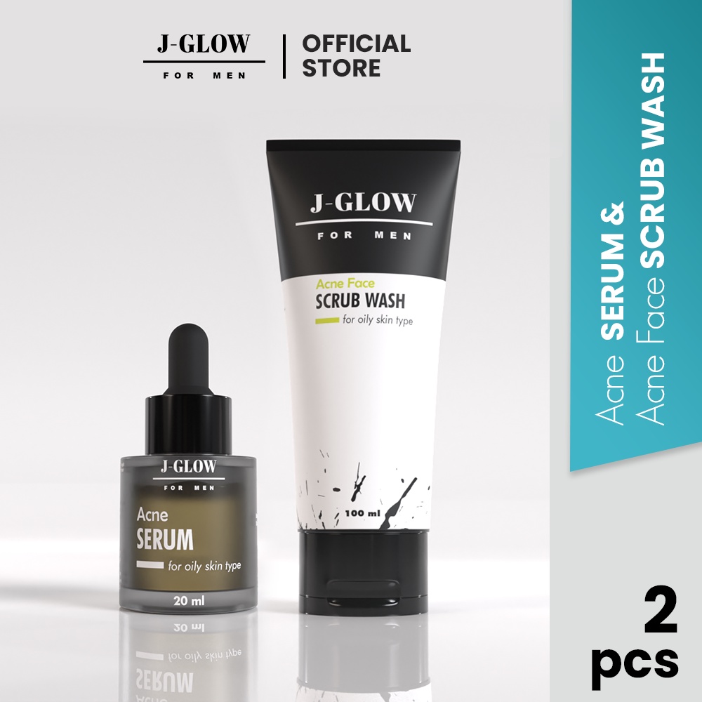 Jual J-GLOW FOR MEN - Produk Bundling Acne Face Scrub & Acne Serum ...