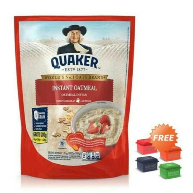 Jual QUAKER INSTANT OATMEAL 1200GRAM FREE LUNCH BOX | Shopee Indonesia