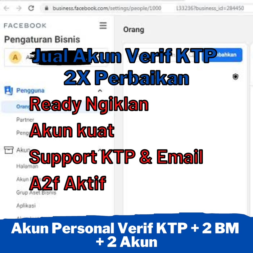 Jual akun fb ads verif 2 akun + 2 BM tahan banting | Shopee Indonesia