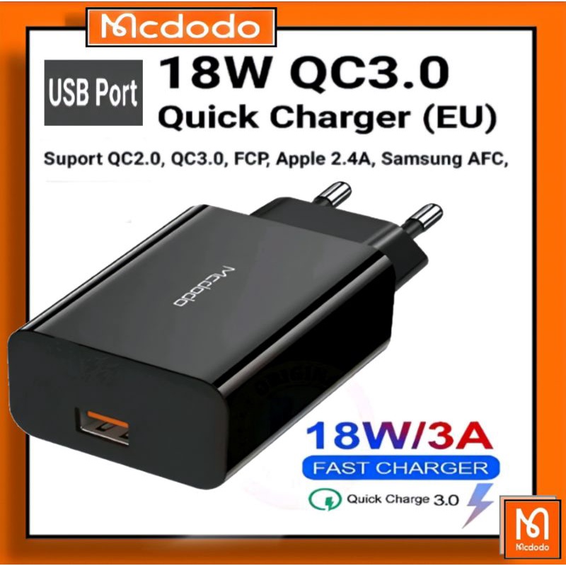 Jual Mcdodo charger single port USB QC 3.0 18 W fast charging | Shopee ...