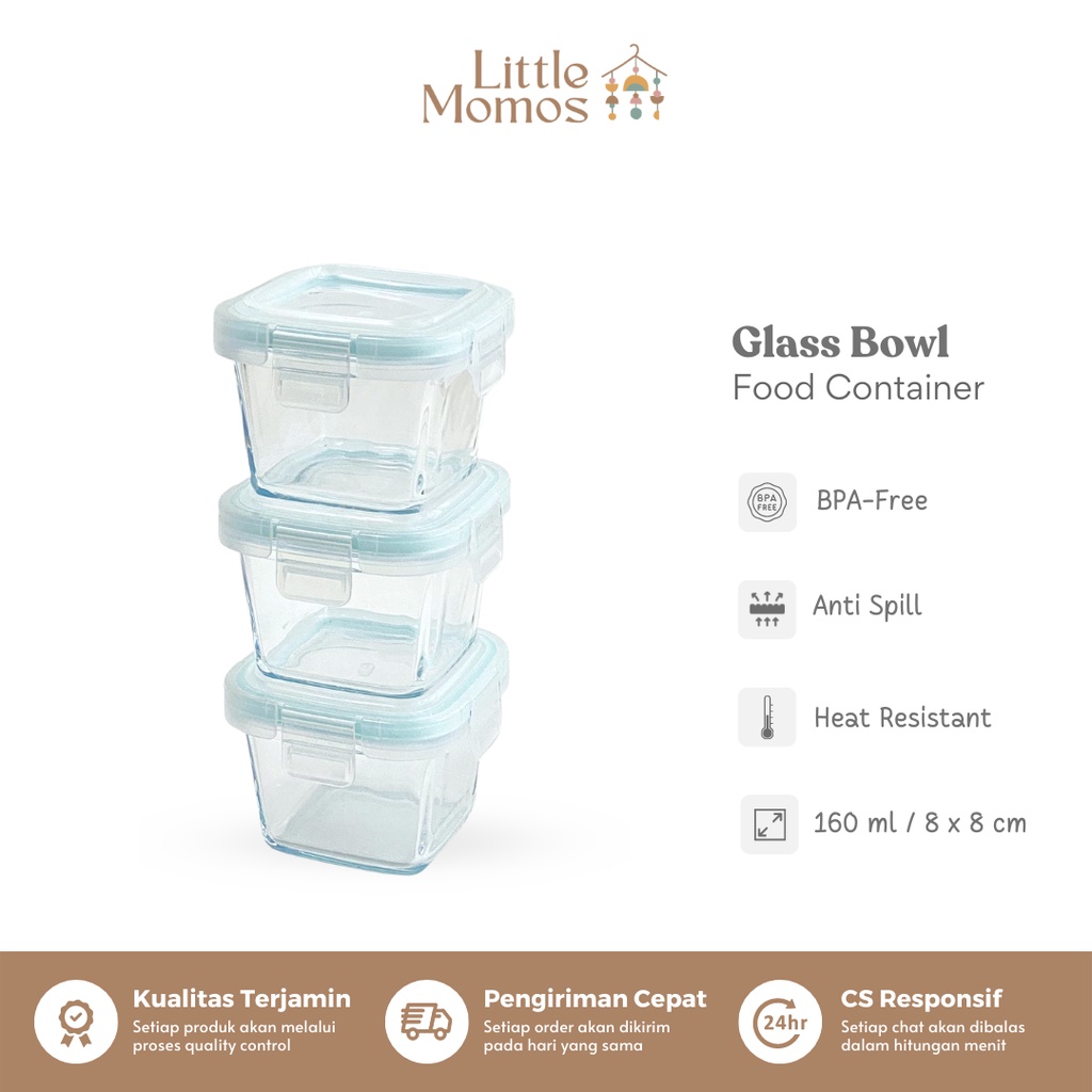 Jual Little Momos Baby Food Container Glass 160ml Wadah Makanan Kaca ...