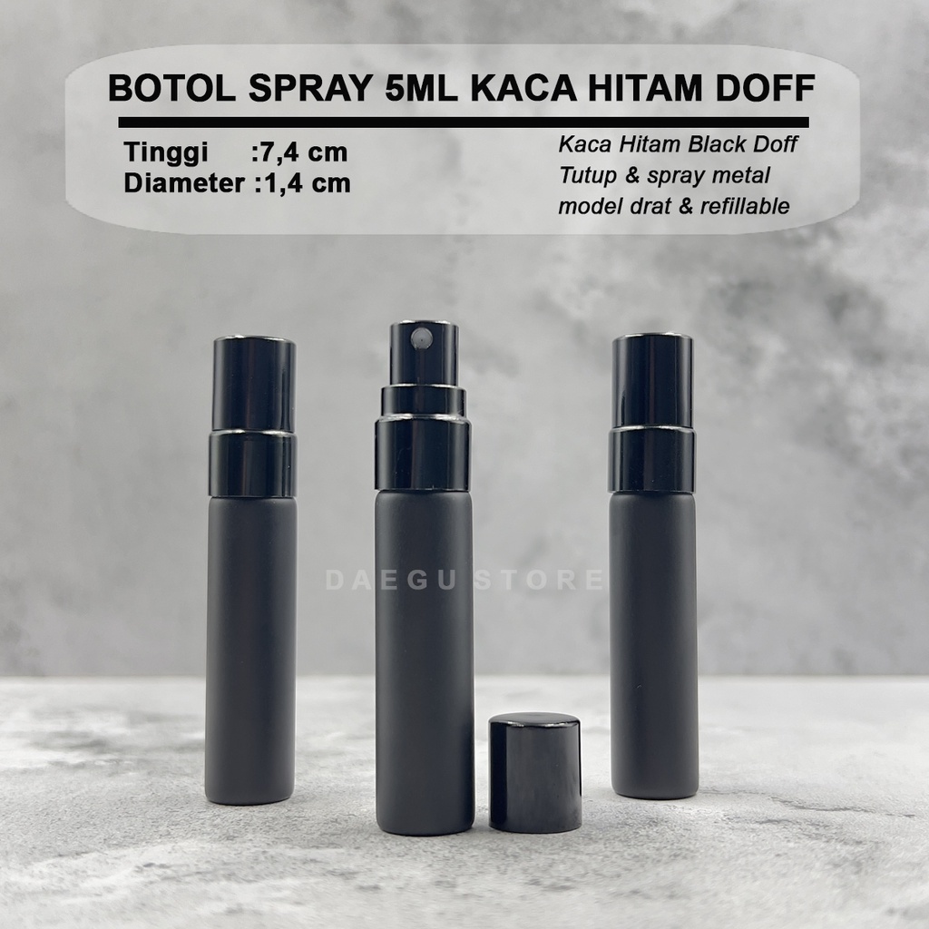 Jual Botol Spray Kaca 5ml HITAM BLACK DOFF Tutup Alumunium / Metal ...