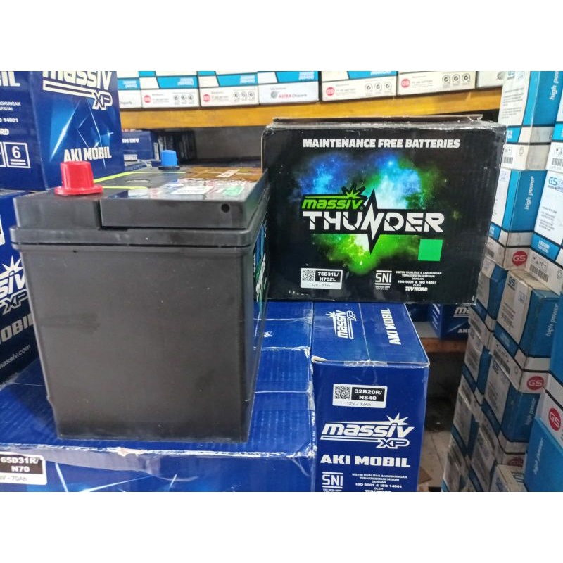 Jual Aki mobil kering massiv thunder n70z elf, l-300MU-X dll maintenance free 12v80ah | Shopee ...