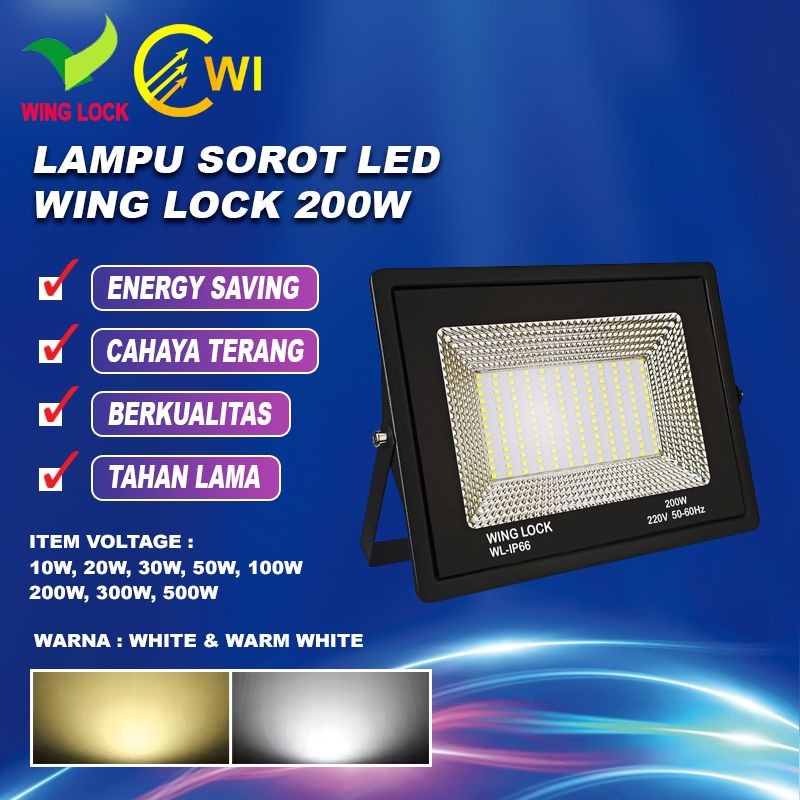 Jual Lampu Sorot LED 200 Watt Putih/Kuning - Lampu Tembak 200 W Wing Lock | Shopee Indonesia