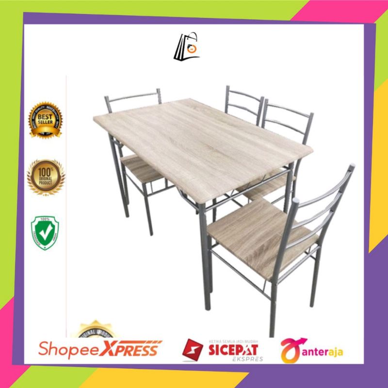 Jual Selma Harold Set Meja Makan4 Kursi - Silver | Shopee Indonesia