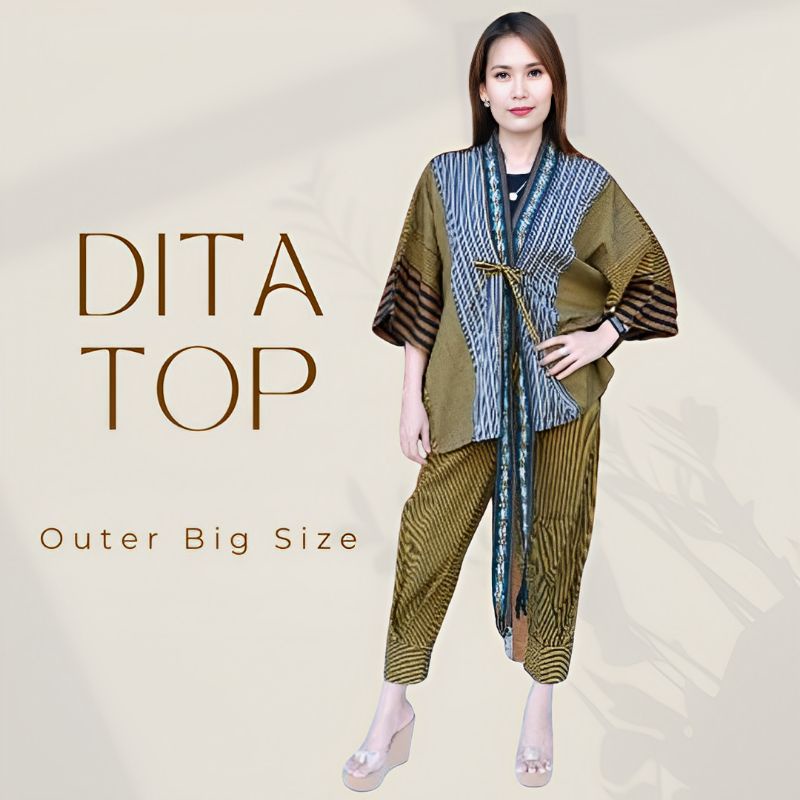 Jual Lavanya - Dita Top - Outer/Atasan Batik Lurik Big Size Lengan Pendek | Shopee Indonesia