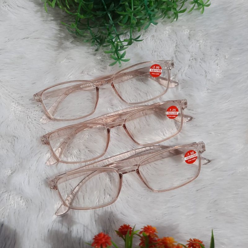 Jual Kacamata Minus Frame Kotak Kecil Warna Pink Merah Muda amAnti ...