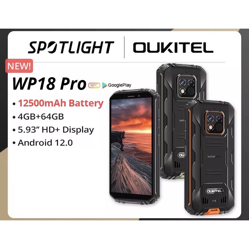 Jual OUKITEL WP18 PRO Rugged IP68/IP69K 4GB + 64GB 12500MAh Android 12 ...