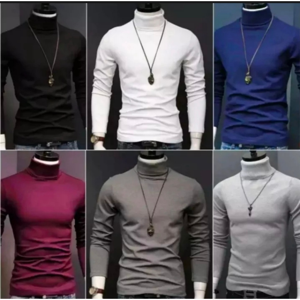 Jual Kaos Turtleneck Pria Kerah Tinggi Lengan Panjang | Shopee Indonesia