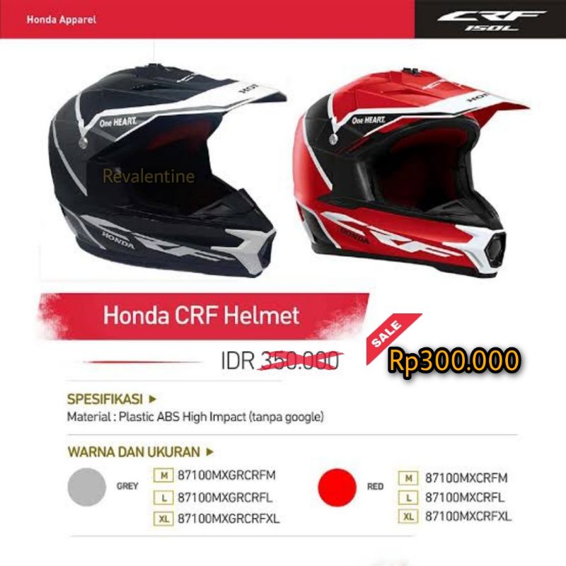 Jual TERMURAH HELM CRF ORIGINAL HONDA | full face helmet trail cross ...