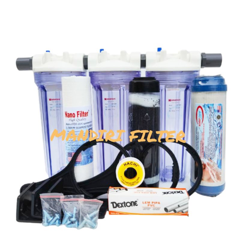 Jual Paket Filter Air 3 Tahap Zat Besi / Sumur Bor (Clear 10" Drat 3/4 ...
