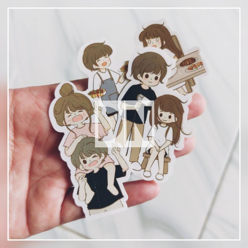 Jual isi 16 pcs stiker couple cute sticker glossy cute couple random ...