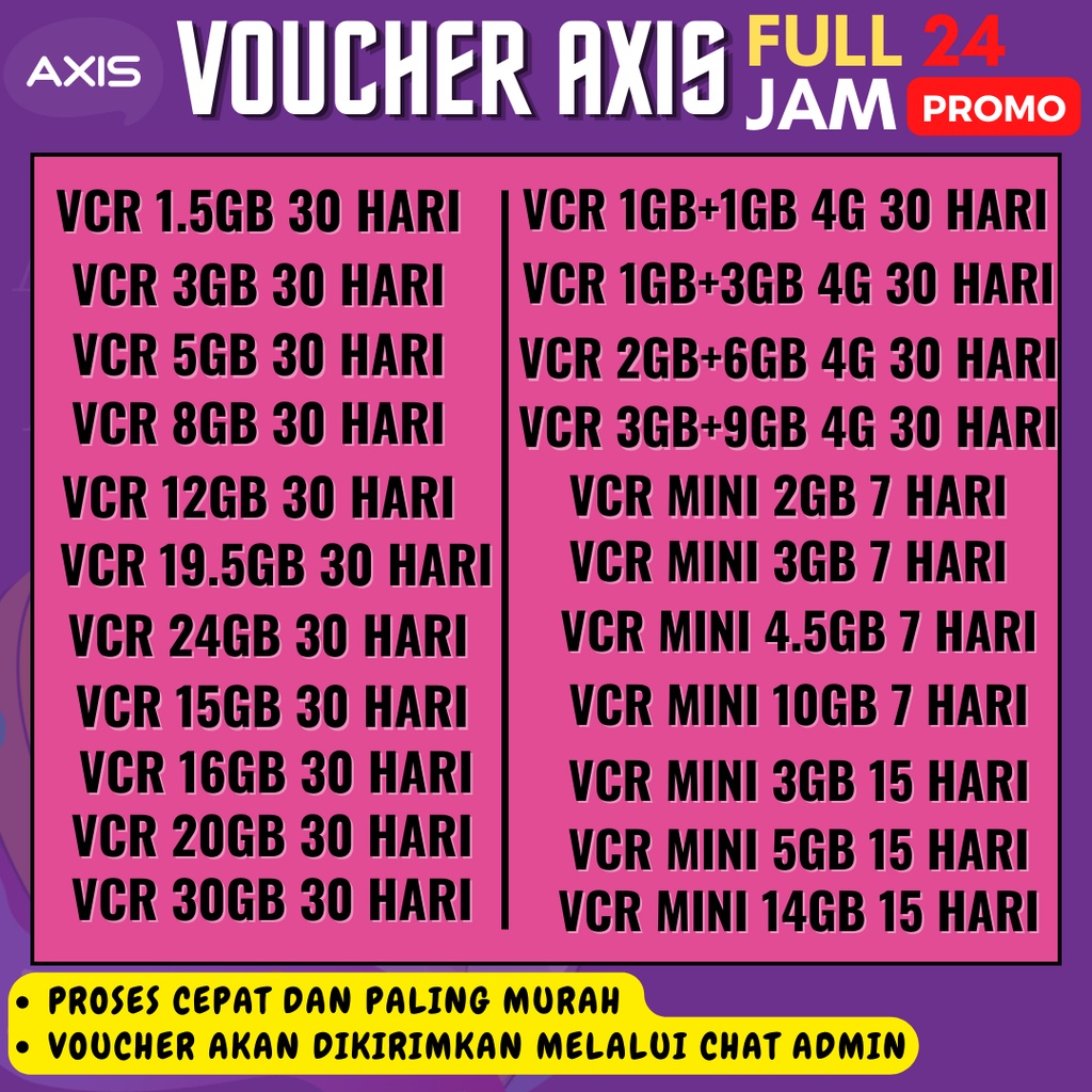 Jual PALING MURAH VOUCHER DATA KUOTA AXIS OWSEM, AXIS AIGO 30 HARI ...