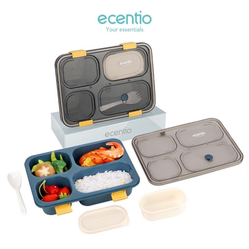 Jual SALE!! ECENTIO Tempat Makan Kotak Makan Lunch Box 4 Grid Dgn Kotak ...